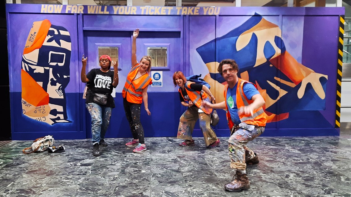 Art students create striking train ticket mural at Euston Station ...